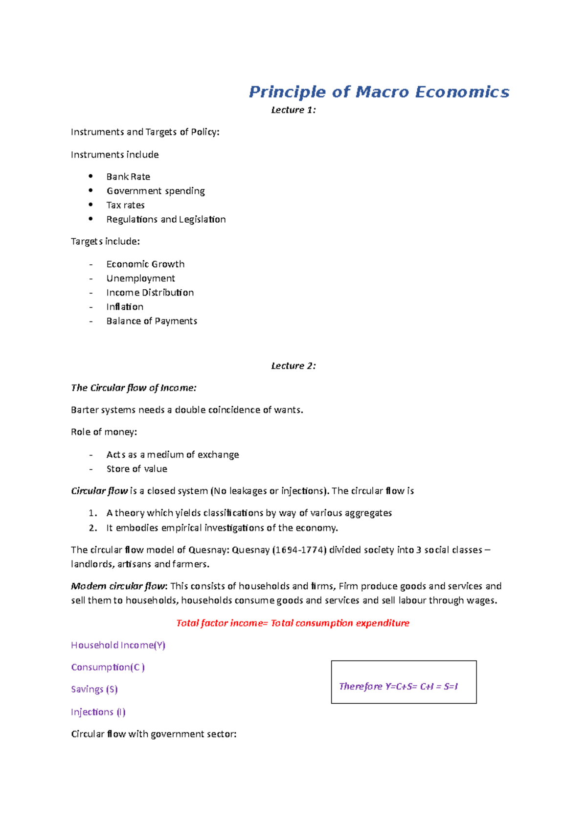 Principal of Macro Economics - Principle of Macro Economics Lecture 1 ...