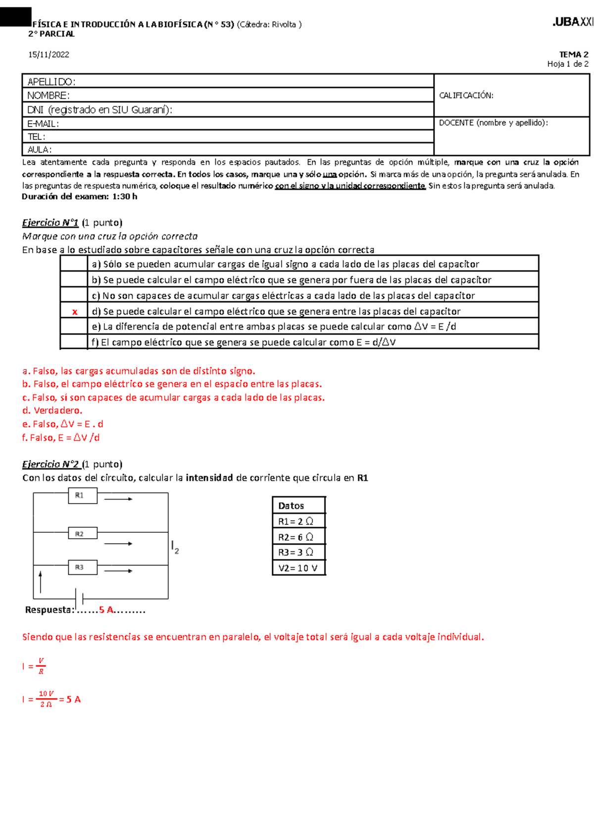 TEMA 2 2P2C 2022 Claves - FÍSICA E INTRODUCCIÓN A LA BIOFÍSICA (N° 53 ...