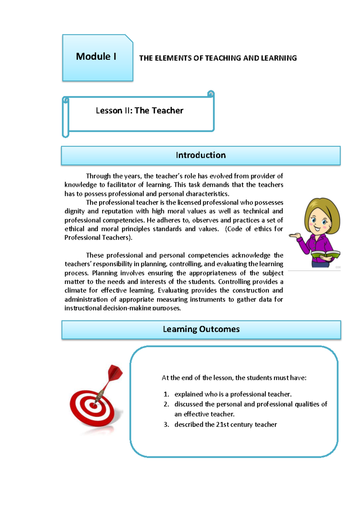 Unit I Lesson II The Teacher - Lesson II: The Teacher Through the years ...
