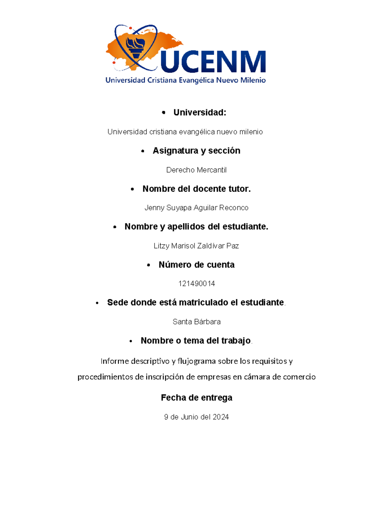 6 Mercantil Informe Y Flujograma DE LA Constitucion DE Empresas EN LA Camara DE Comercio - - Studocu