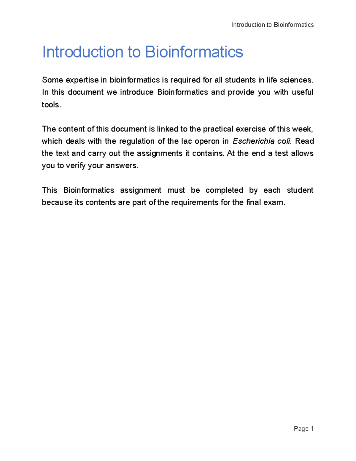 Bioinformatics Module Introduction To Bioinformatics Some Expertise In Bioinformatics Is