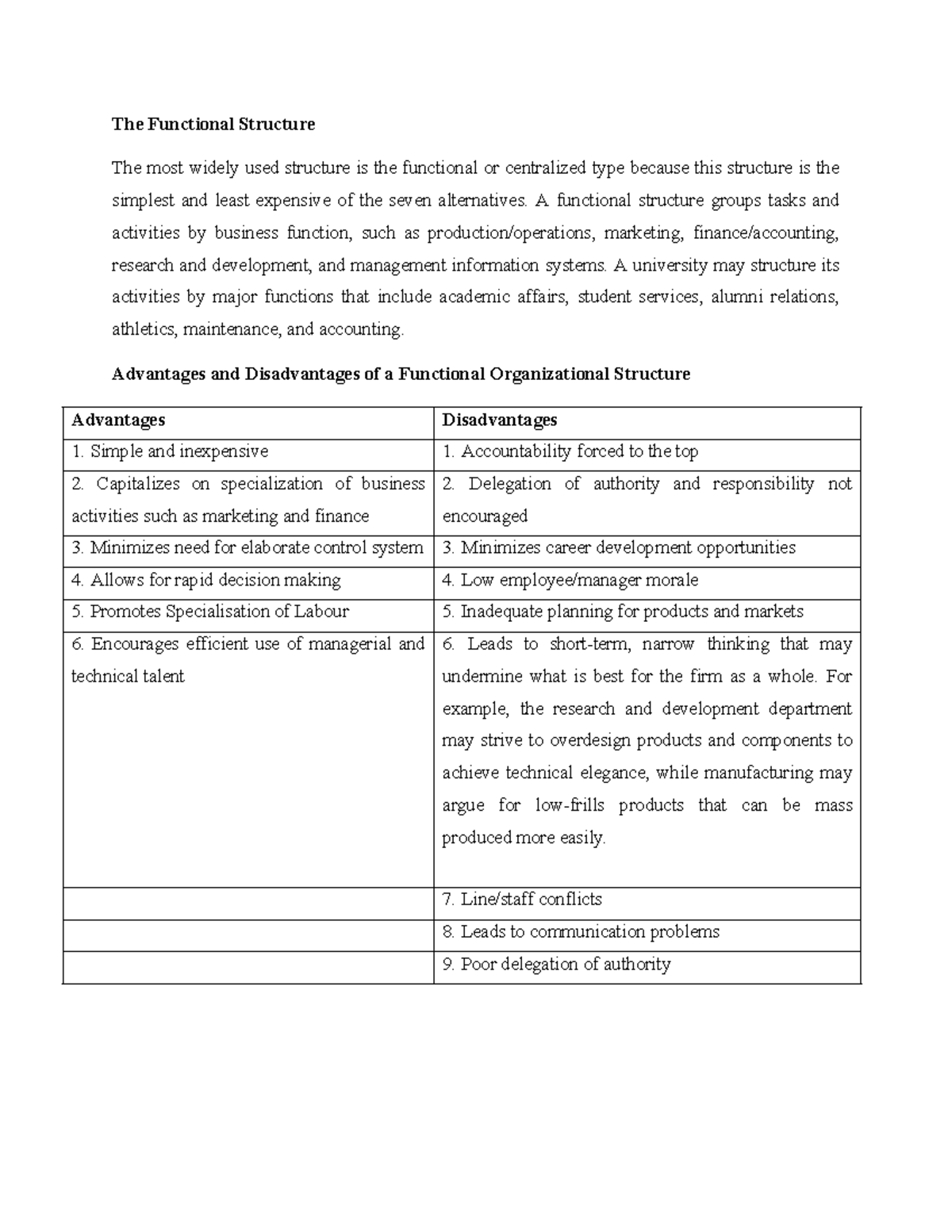 The Functional Structure - A functional structure groups tasks and ...