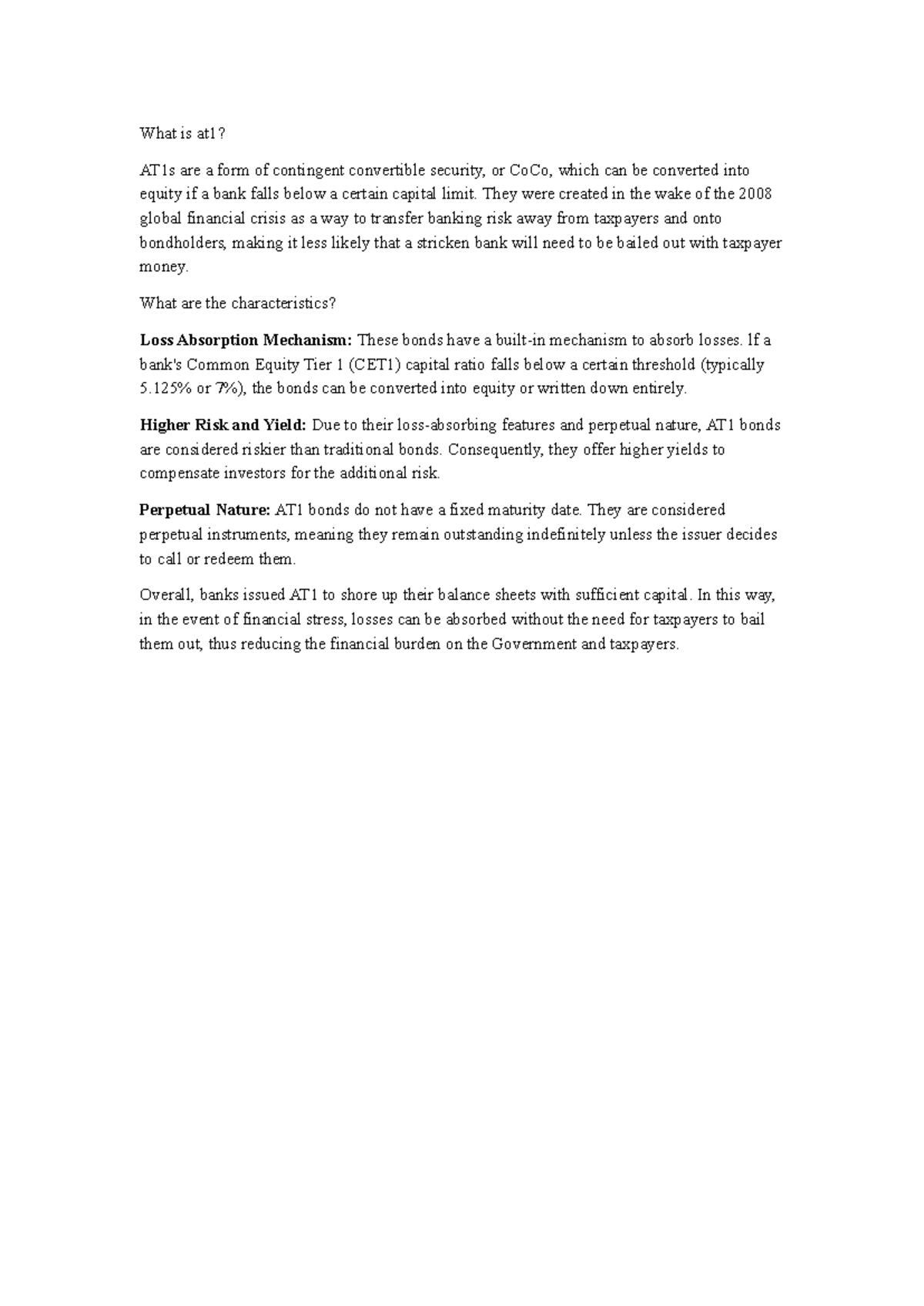 Script - asd - What is at1? AT1s are a form of contingent convertible ...