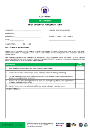 [Appendix 5A] SAT-RPMS for T I-III SY 2021-2022 in the time of Covid-19 ...