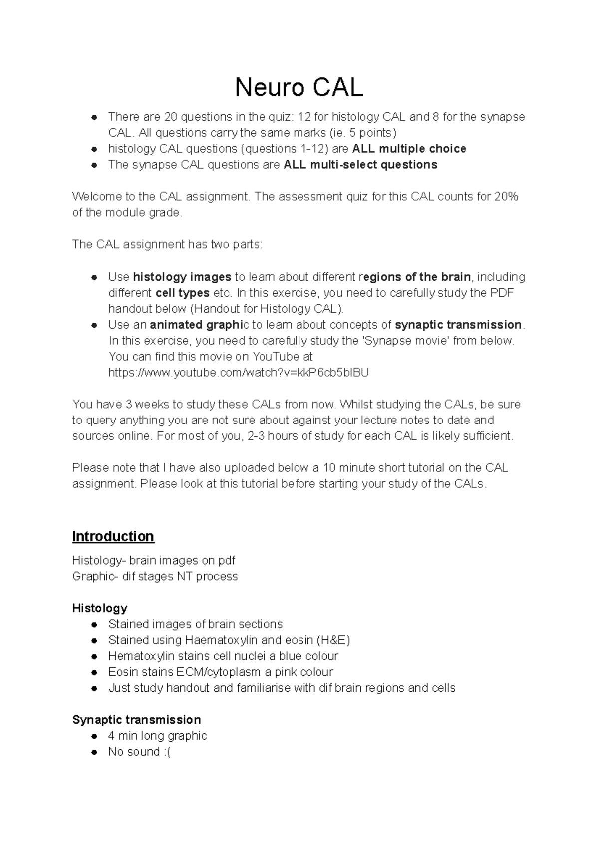 Neuro cal - Neuro CAL There are 20 questions in the quiz: 12 for ...