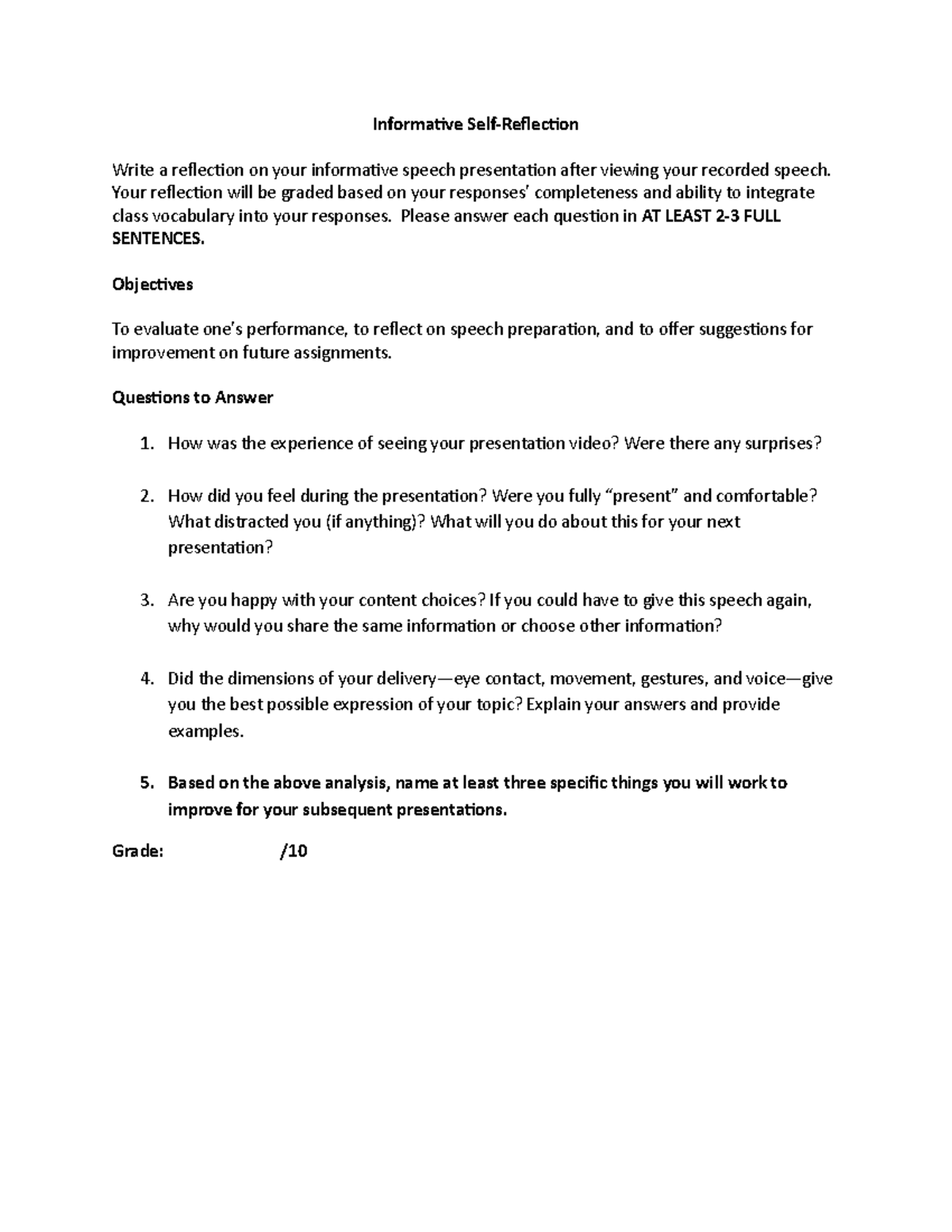 Informative Self-Reflection - Informative Self-Reflection Write a ...