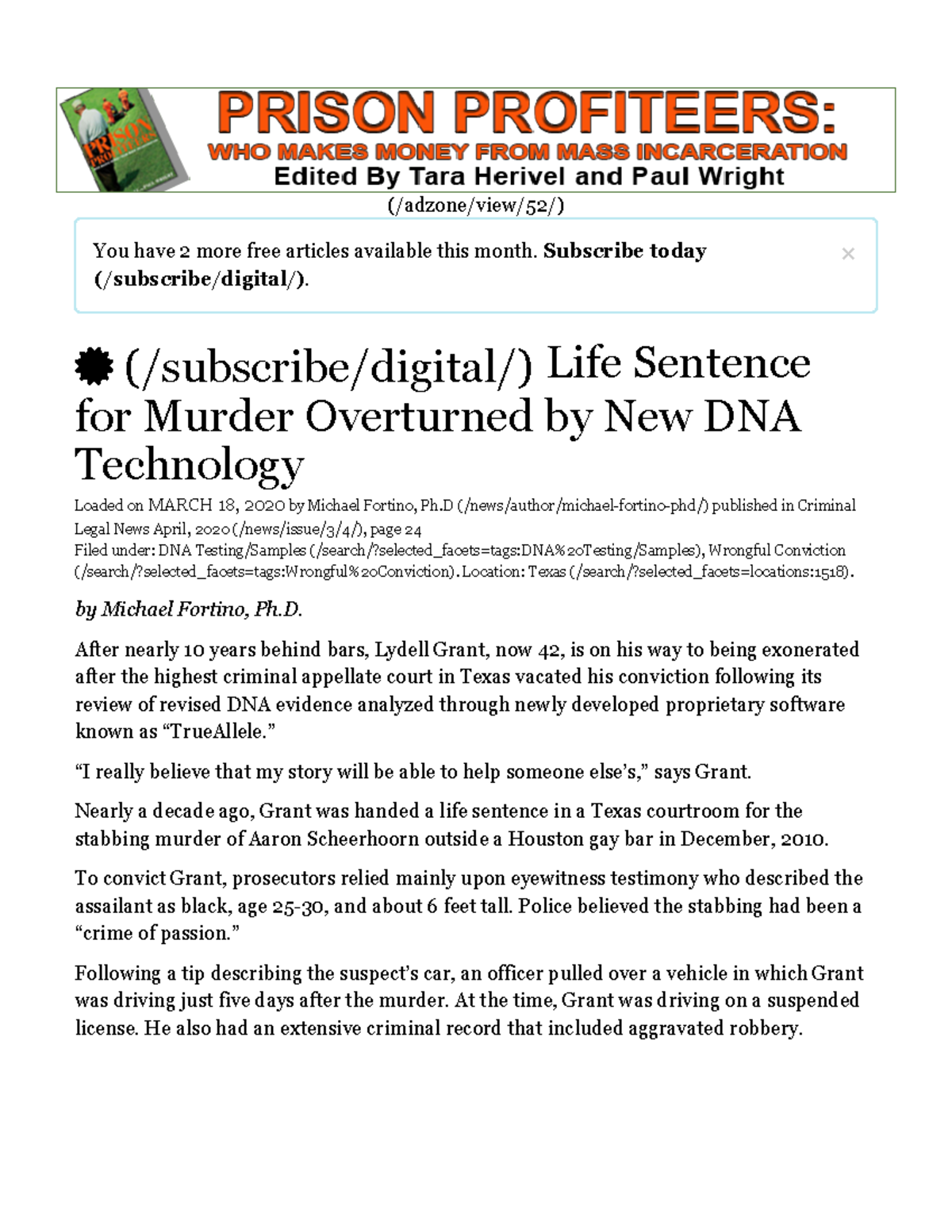 Life Sentence for Murder Overturned by New DNA Technology Criminal ...