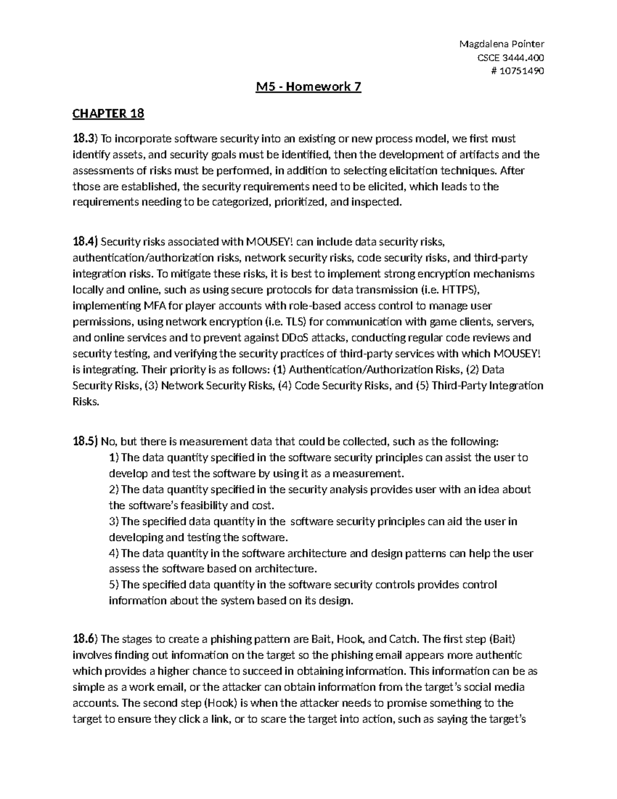HW 7 - Assignment 7 - CSCE 3444. # 10751490 M5 - Homework 7 CHAPTER 18 ...