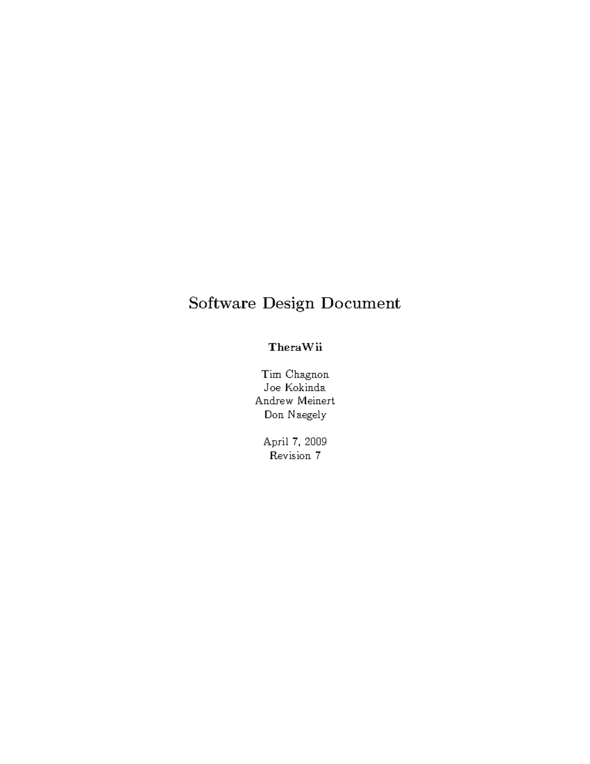 Sample Software Design Document - Software Design Document TheraWii Tim ...