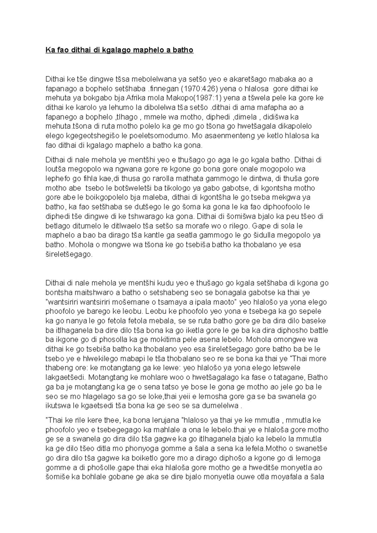 Sepedi Dithai - Ka fao dithai di kgalago maphelo a batho Dithai ke tše ...