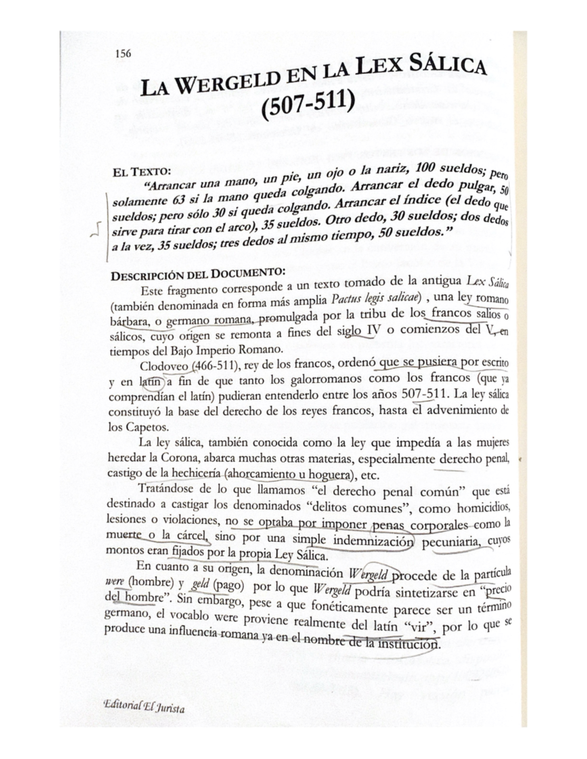 Salica LA Wergeld EN LA LEX - Historia del Derecho 1: Historia del ...