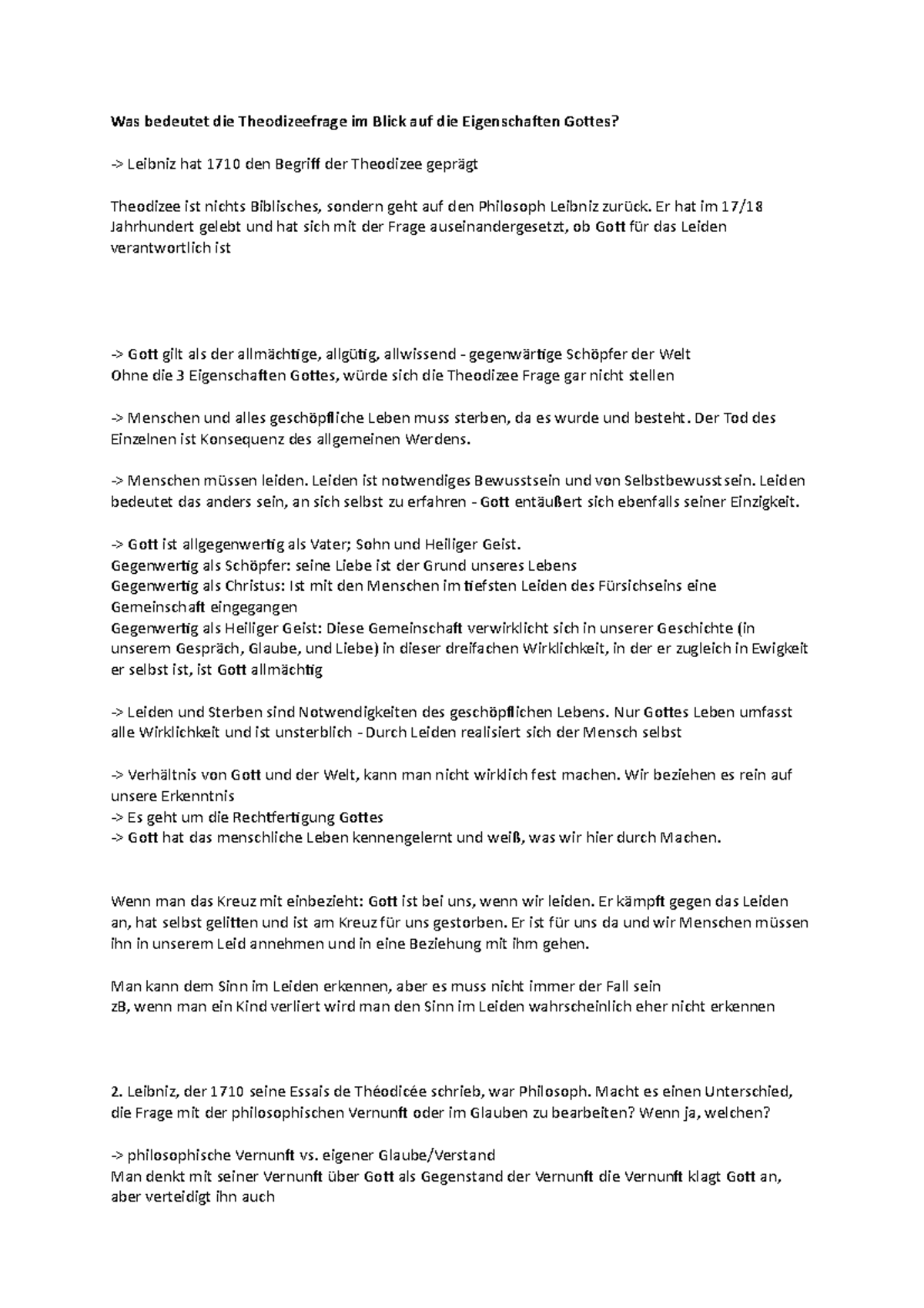 Leibniz Theodizee 4. Sitzung - Was bedeutet die Theodizeefrage im Blick ...