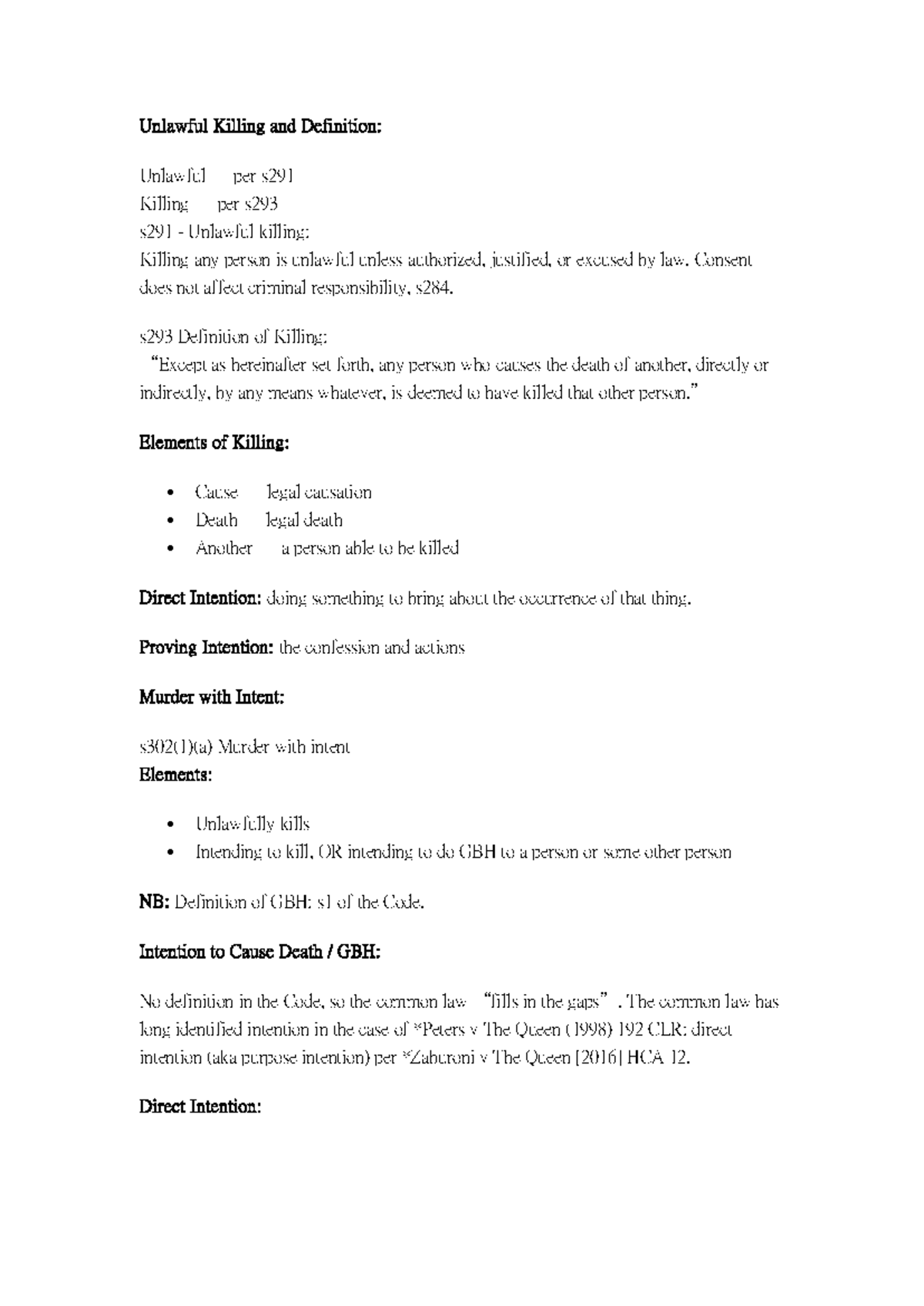 Criminal tute w3 - Unlawful Killing and Definition: Unlawful – per s ...
