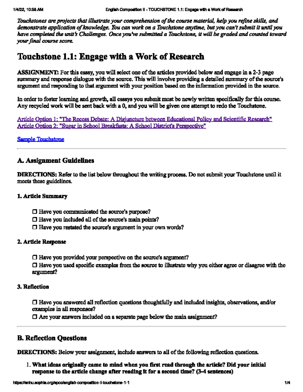 Document touchstone 1:1 descrition - 10:58 AM English Composition II ...