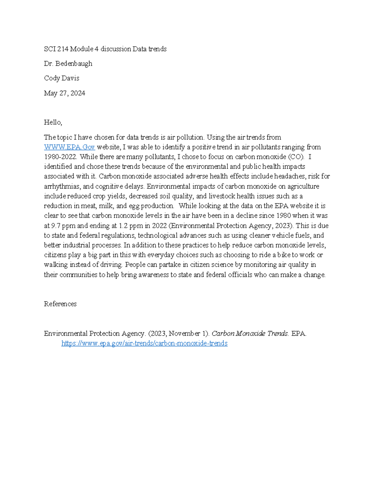 Document 12 - Discussion post module 3 - SCI 214 Module 4 discussion ...
