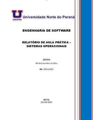 Redes E Sistemas Distribuidos - UNOPAR - CONCÓRDIA Engenharia de Software NOME PORTFÓLIO ...
