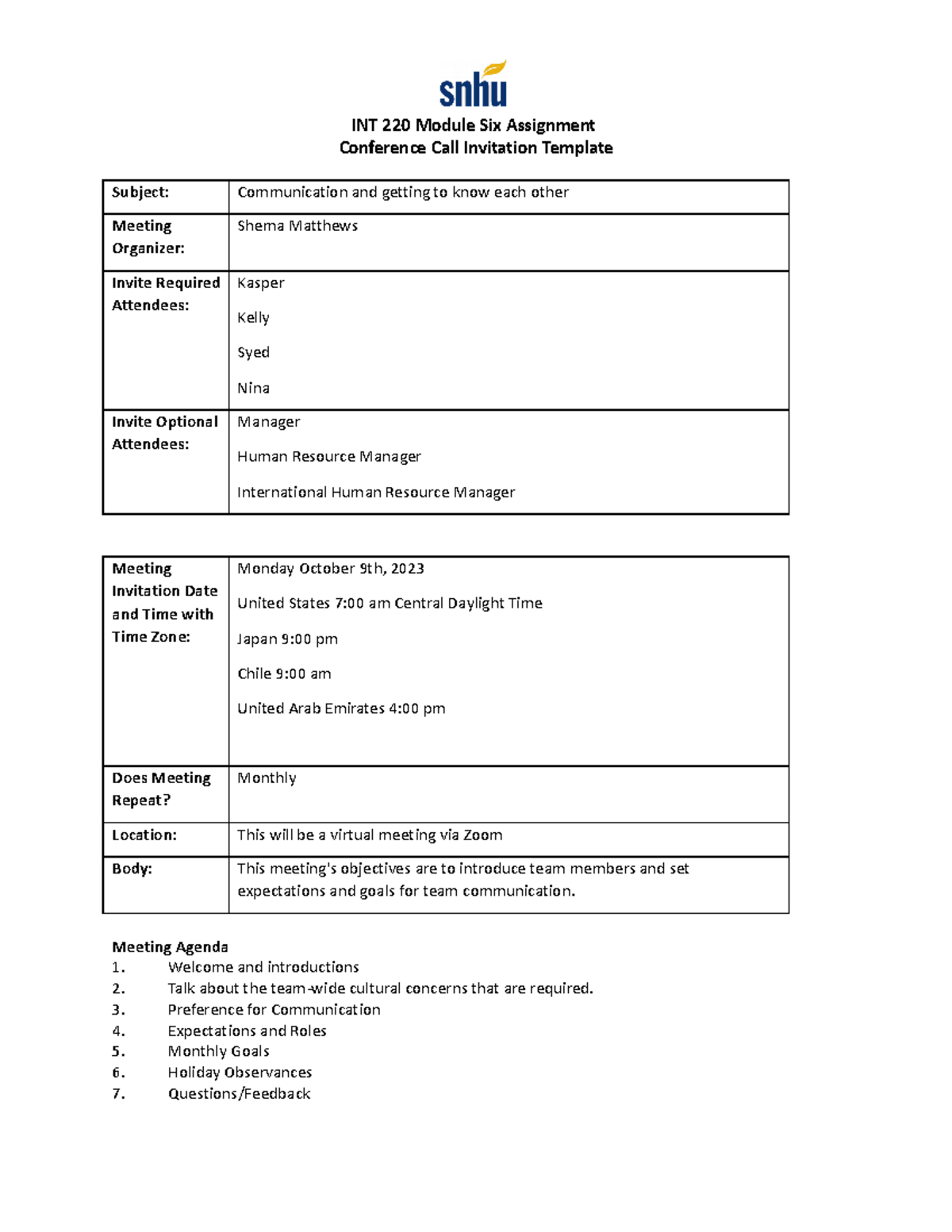 INT 220 Conference Call Invitation Template - INT 220 Module Six ...