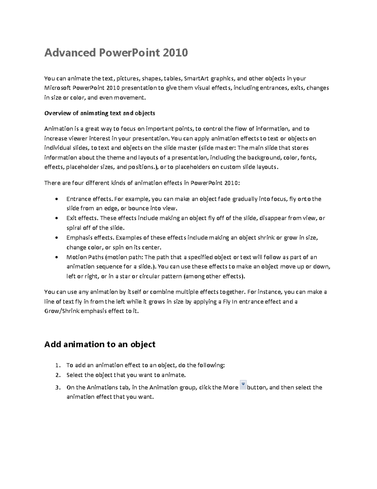 0205 advanced powerpoint 2010 - Advanced PowerPoint 2010 You can ...