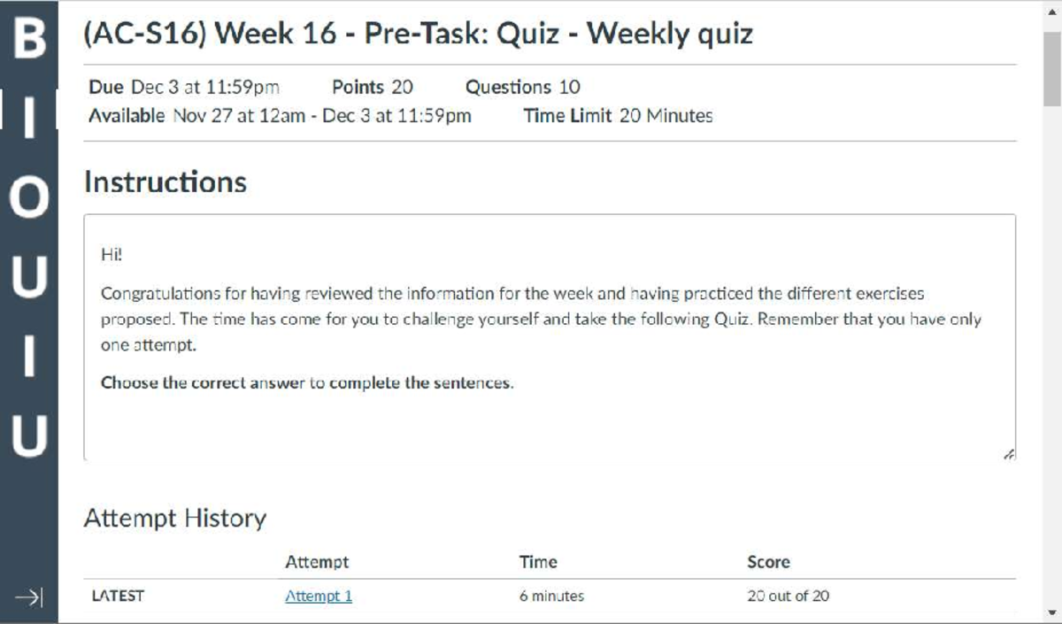 (AC-S16) Week 16 - Pre-Task: Quiz - Weekly quiz - Ingles III - Studocu