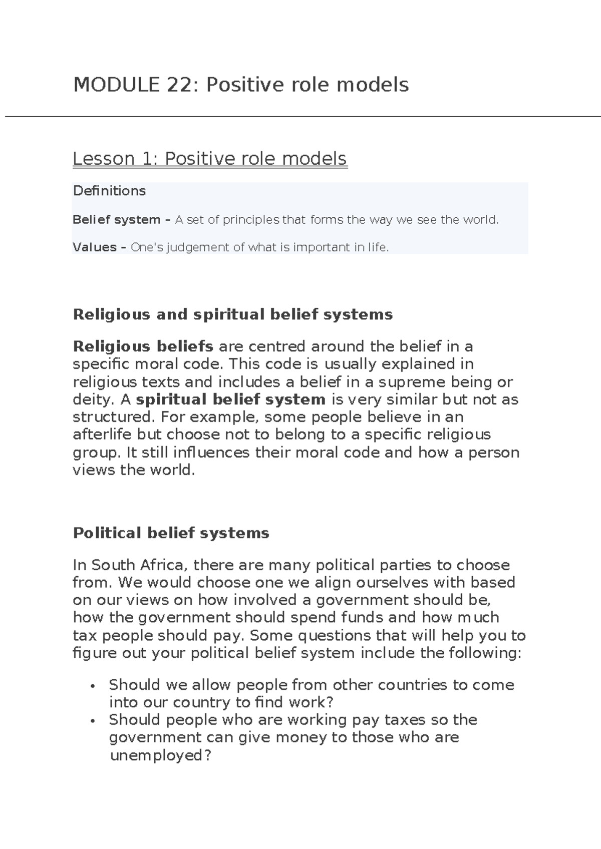 Module 22- Positive role models and Cycling - MODULE 22: Positive role ...