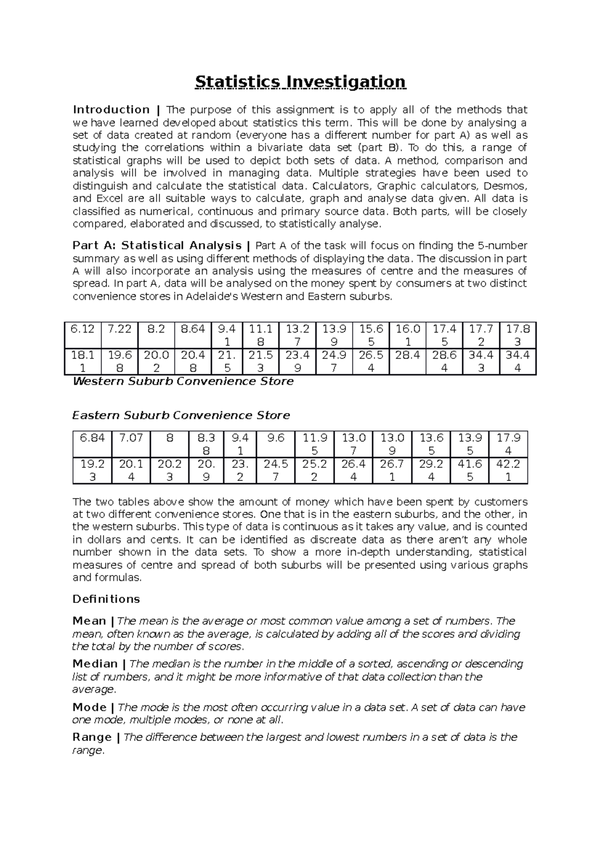 Statistics Investigation - Statistics Investigation Introduction | The ...