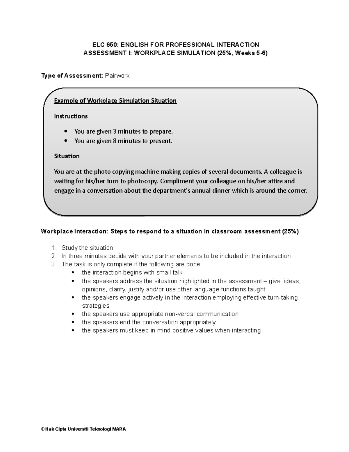 ELC650 Assessment Guidelines Student Copy - ELC advanced language ...