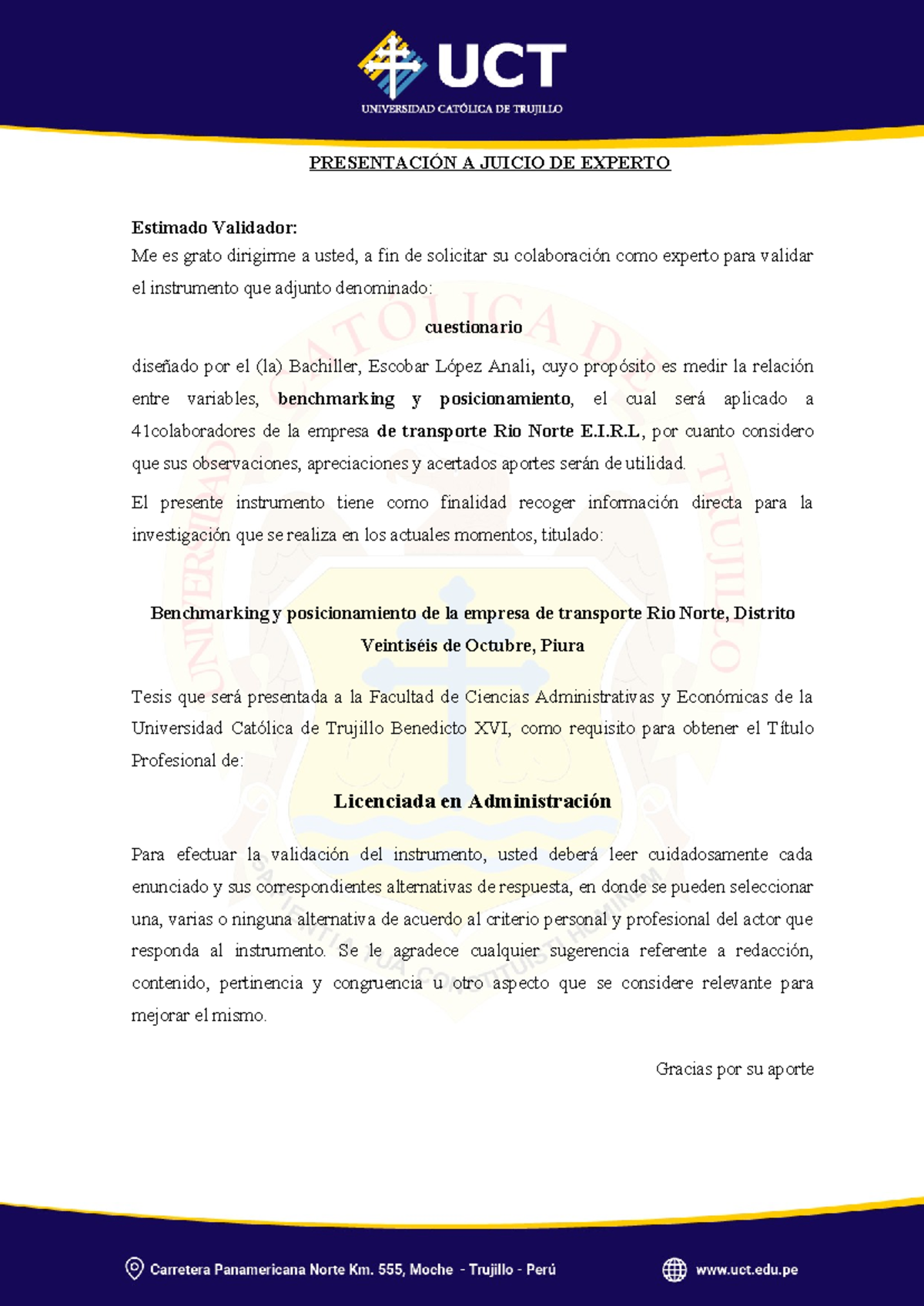 Presentación A Juicio DE Experto - PRESENTACIÓN A JUICIO DE EXPERTO ...