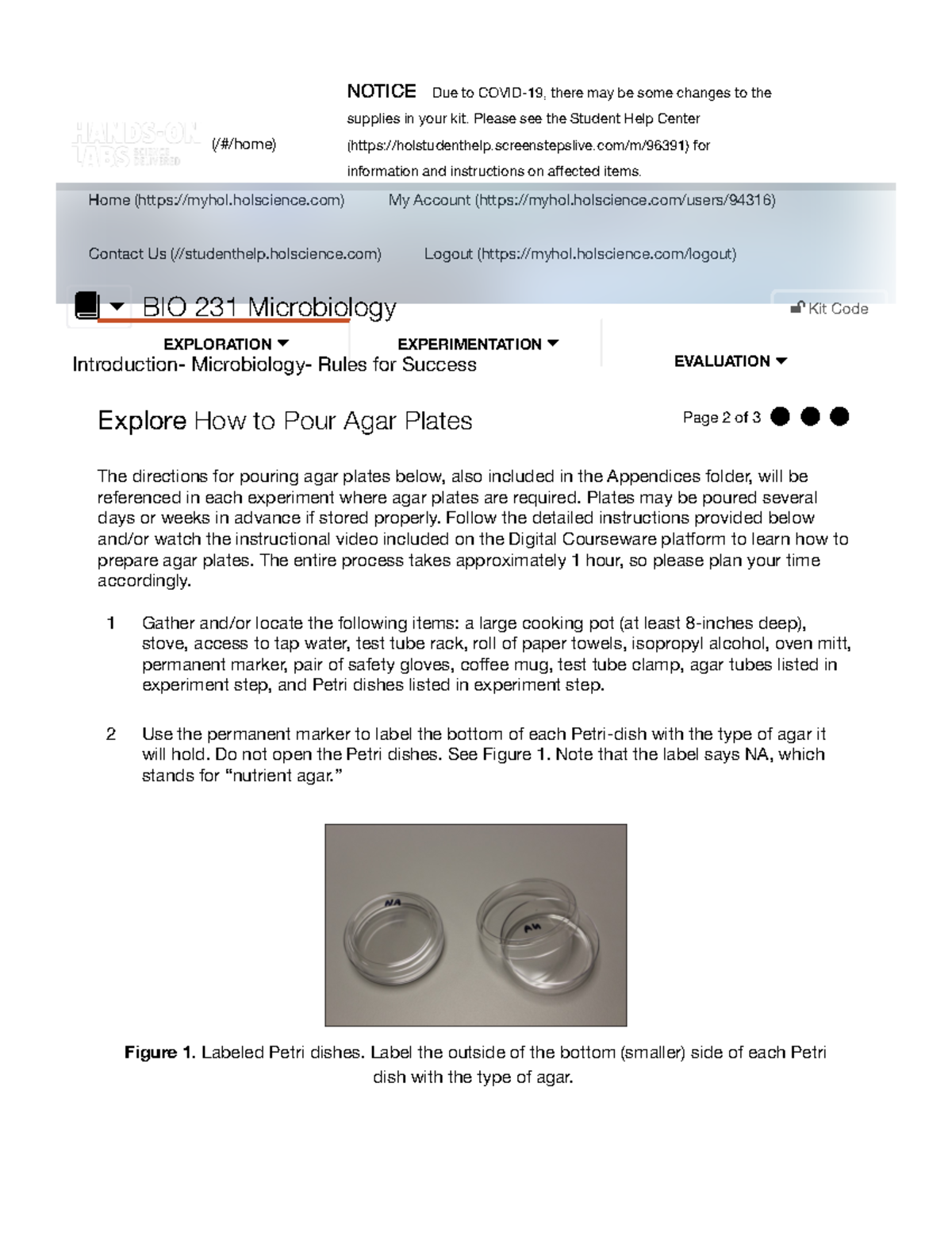 How to Pour Agar Plates - (/#/home) Home (myhol.holscience) My Account ...