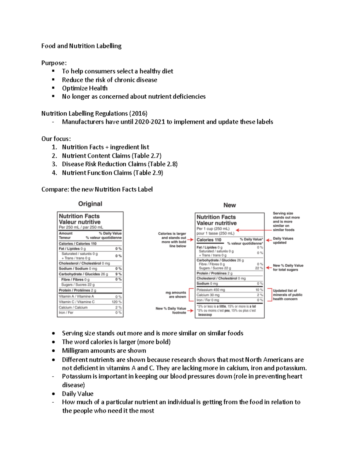 Nutrition Module 8 Lecture Notes - Food and Nutrition Labelling Purpose ...