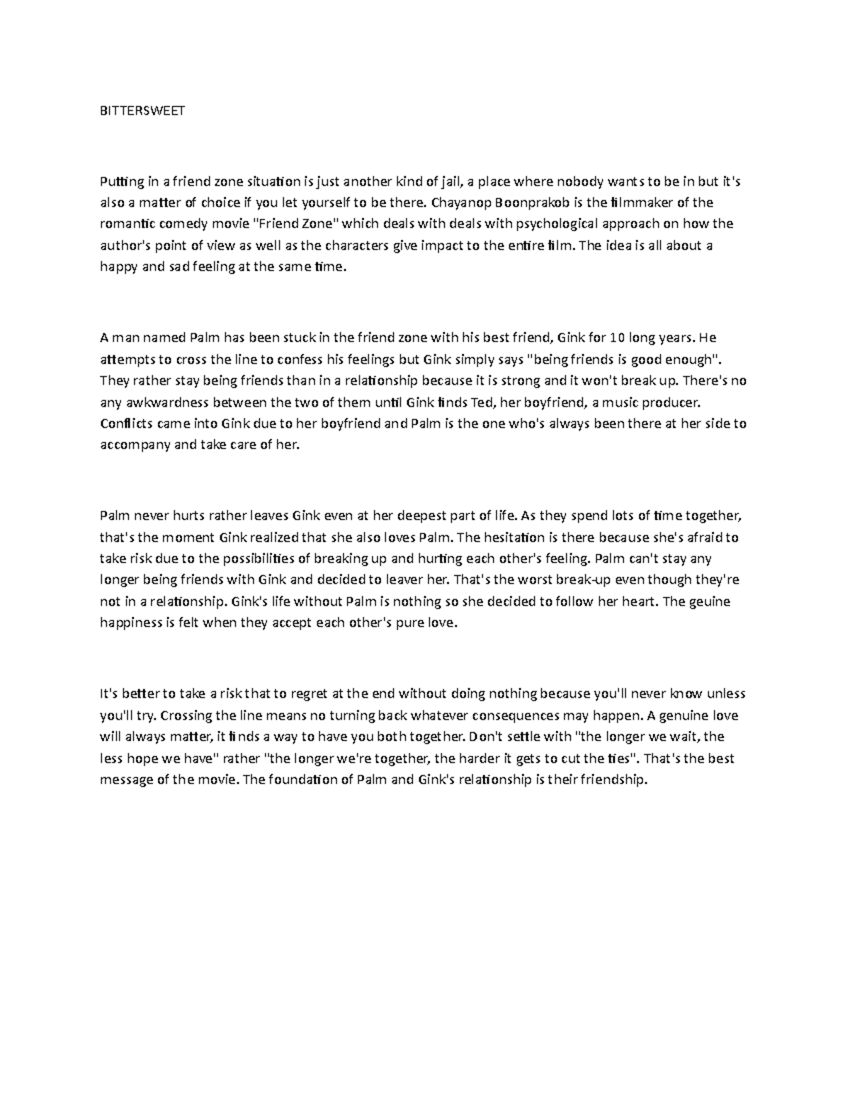 Bittersweet-WPS Office - BITTERSWEET Putting in a friend zone situation ...