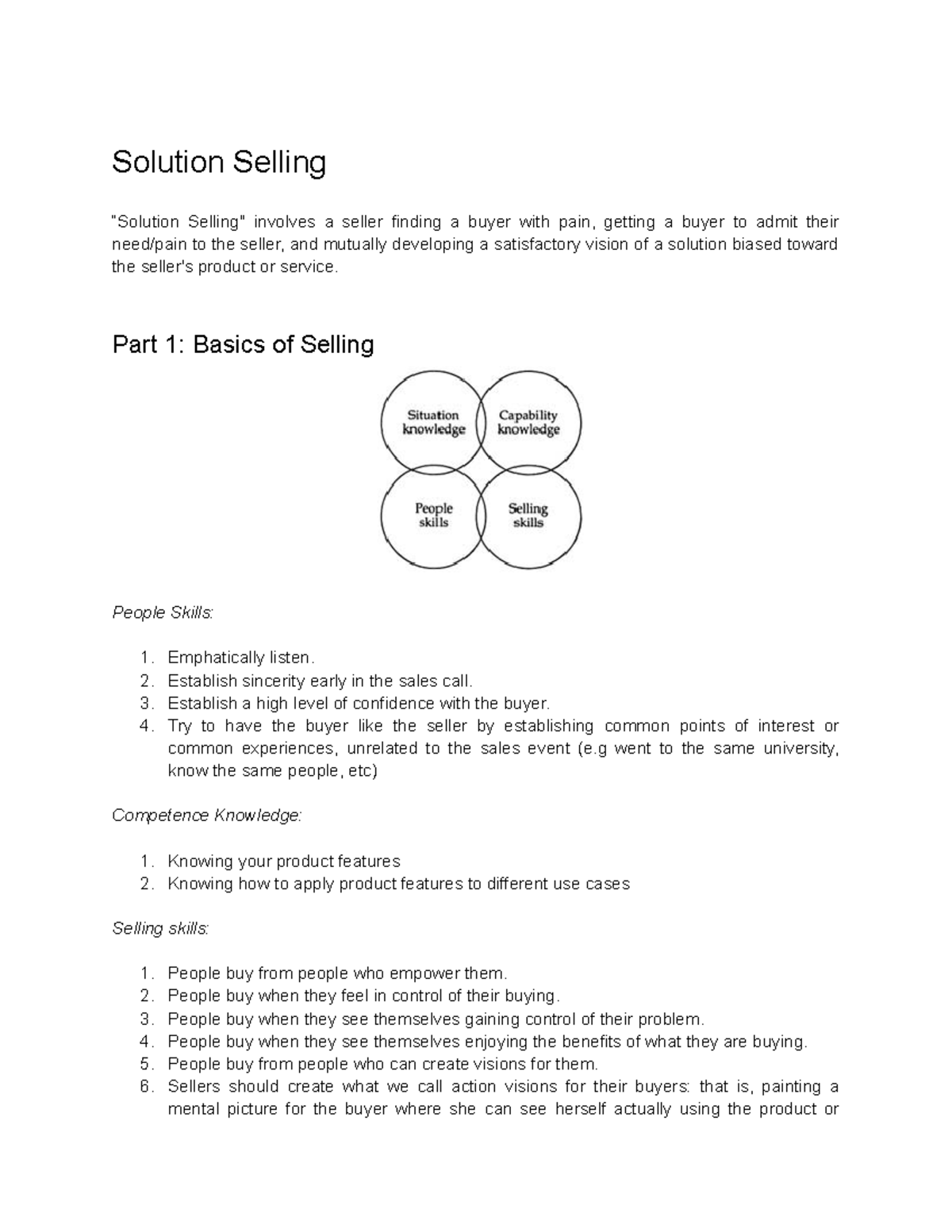 Reader Notes for book "Solution Selling" - Solution Selling “Solution ...