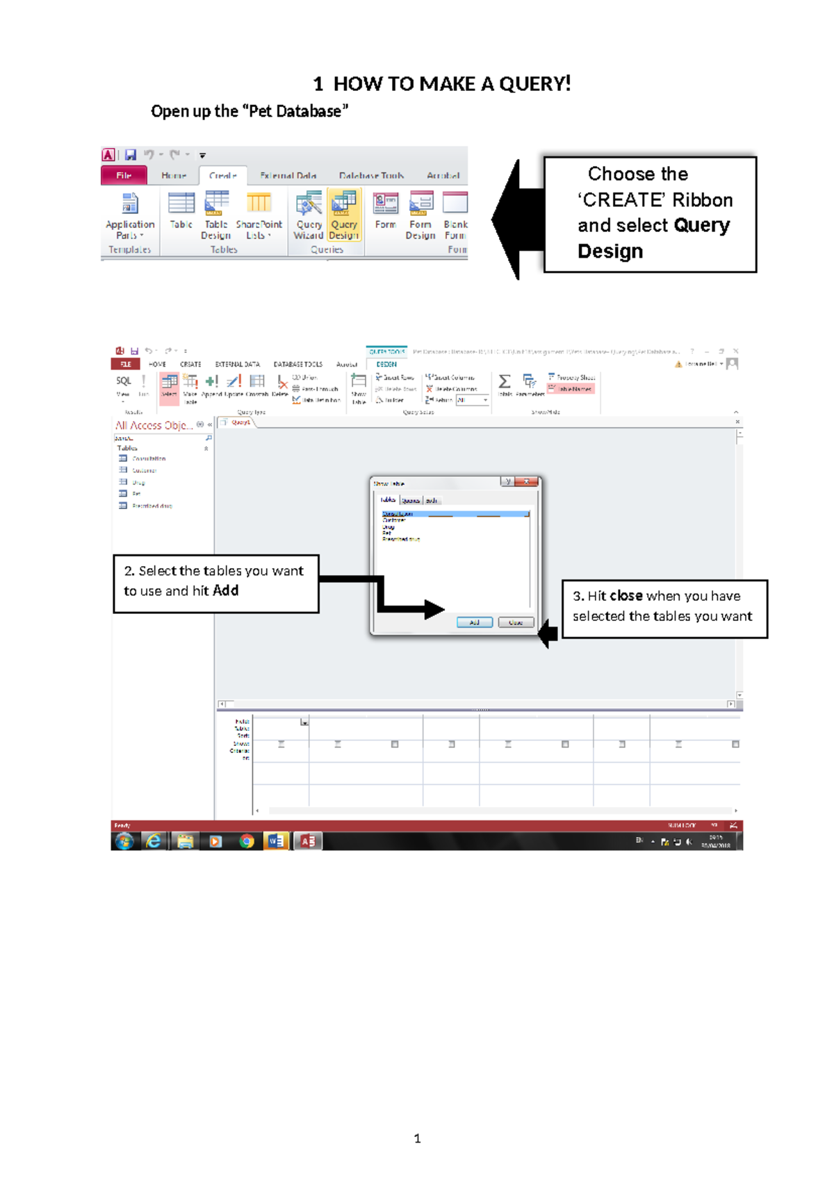 Query Activity booklet Final ( - 1 HOW TO MAKE A QUERY! Open up the ...