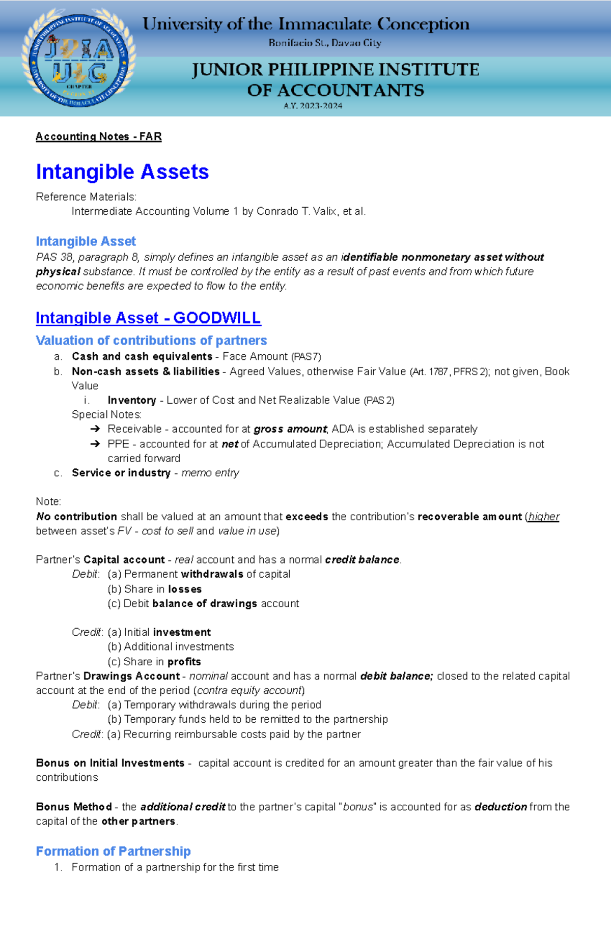 Intangible-Assets-Notes - Accounting Notes - FAR Intangible Assets ...