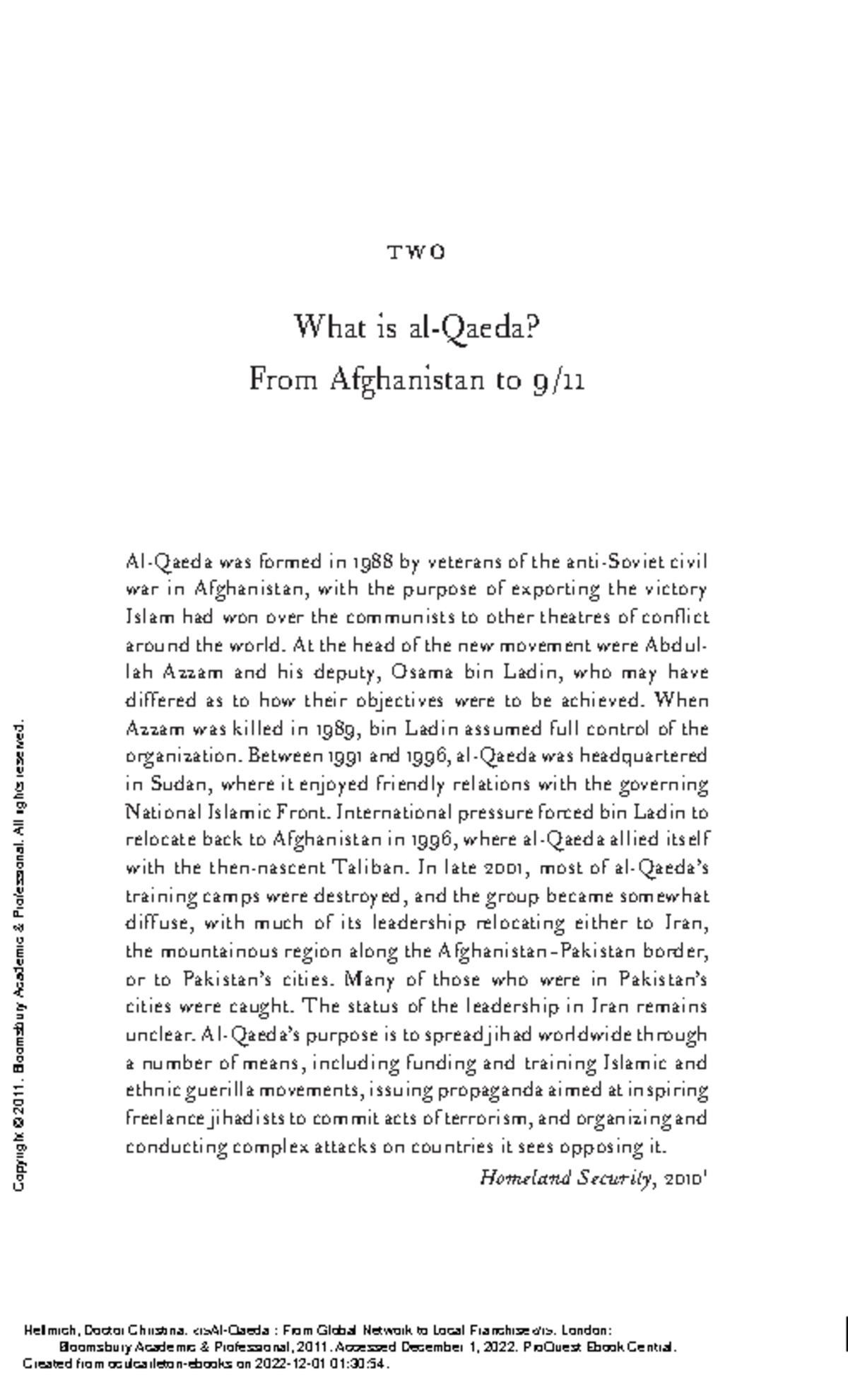 Al-Qaeda From Global Network to Local Franchise - (2 What is al-Qaeda ...