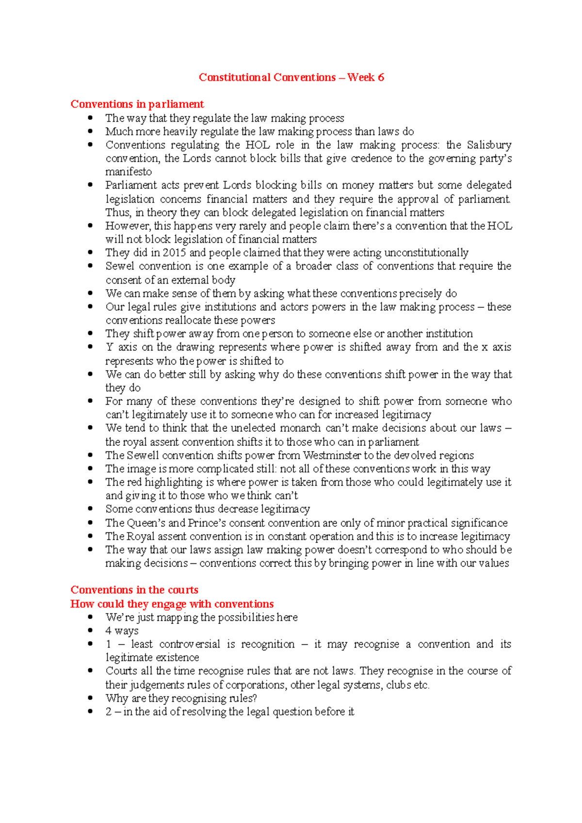 Week 6 Constitutional conventions Revision - Constitutional Conventions ...