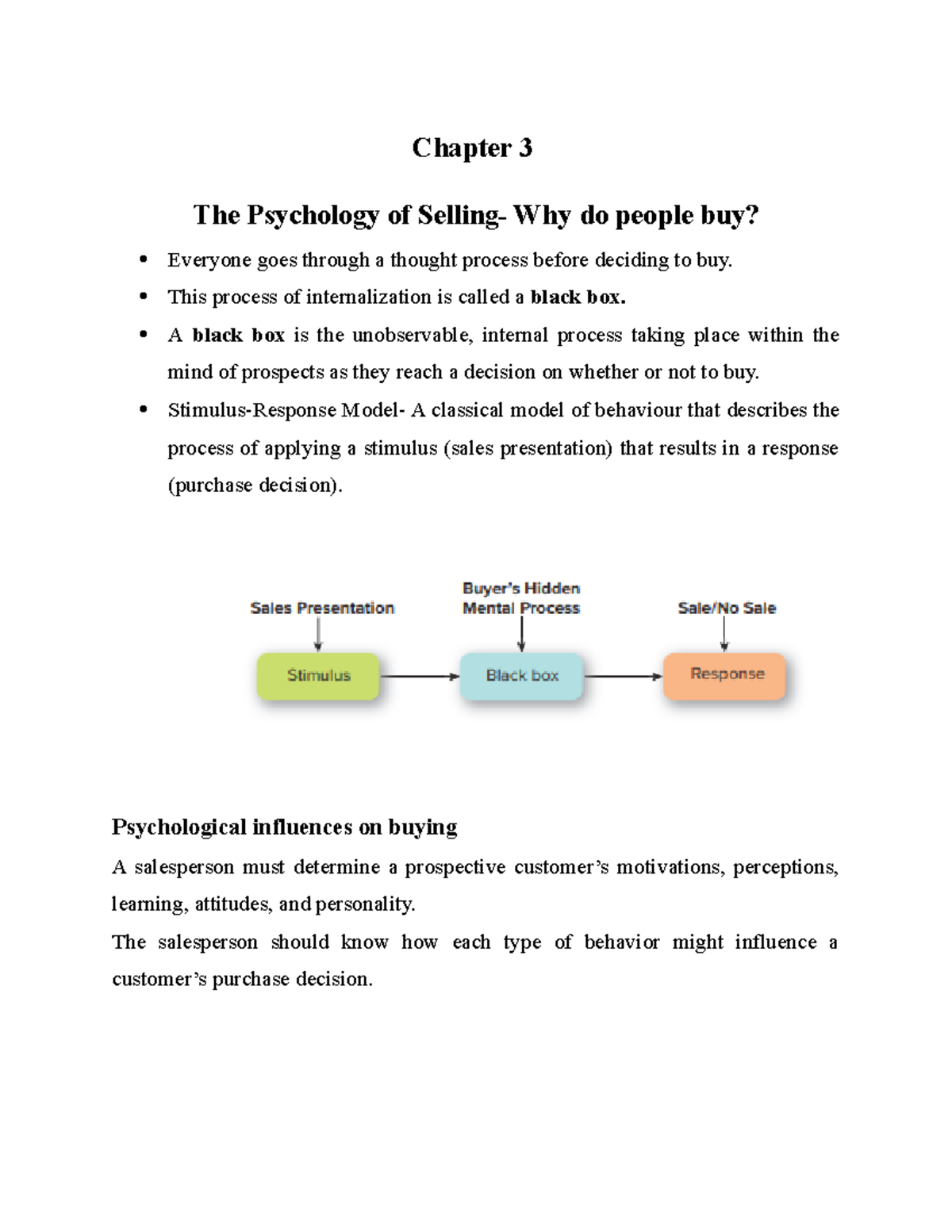 Chapter 3 The Psychology of Selling - This process of internalization ...