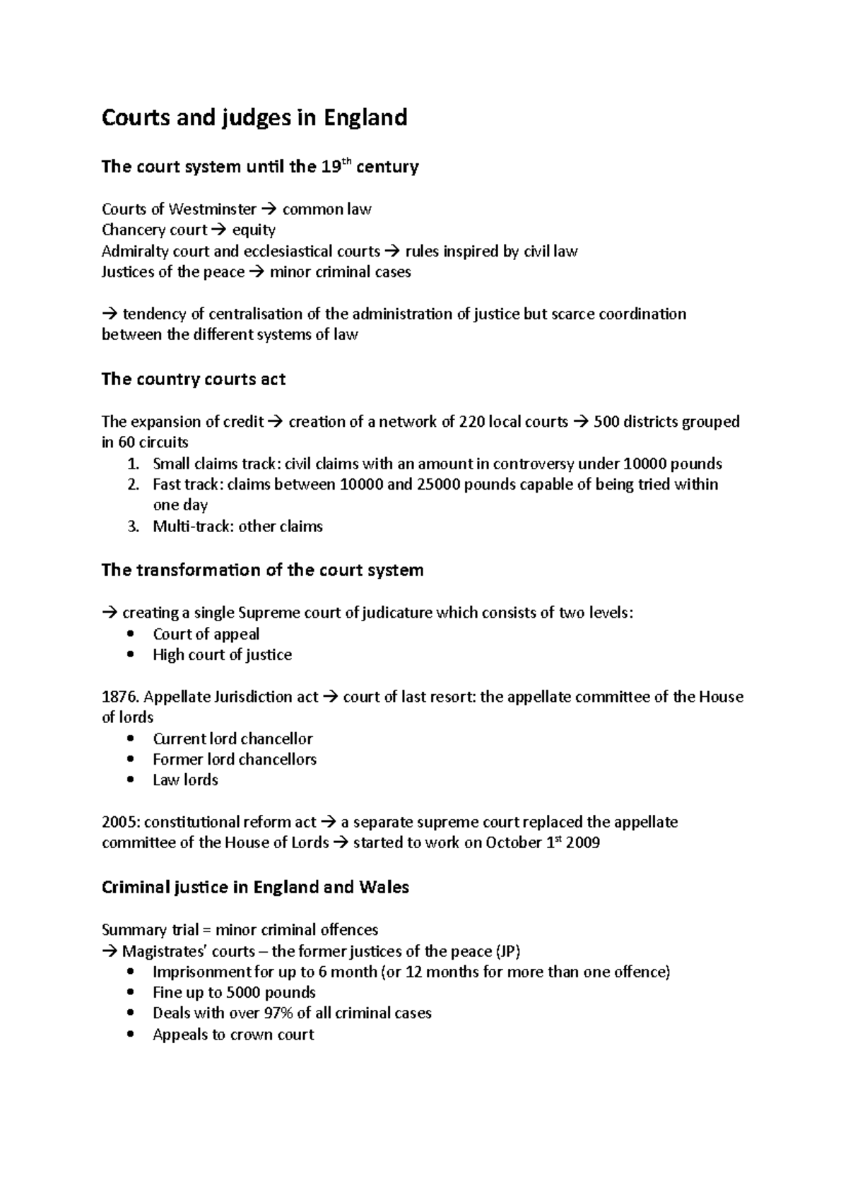 Courts and judges in England - Small claims track: civil claims with an ...