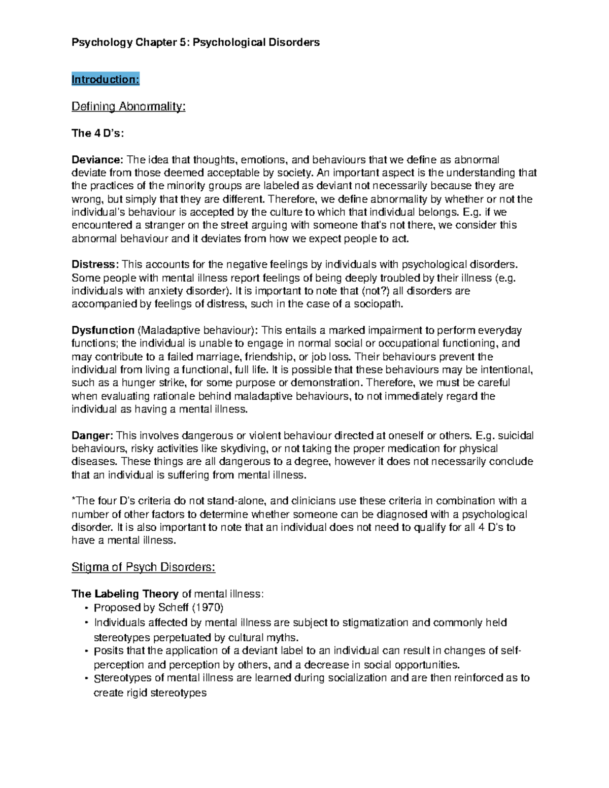 Psych disorders w - Dr. Kim - Psychology Chapter 5: Psychological ...