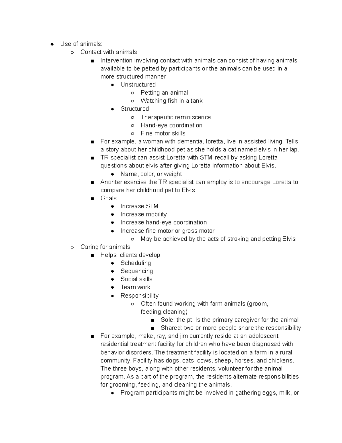 Week Two How We Use - Use of animals: Contact with animals Intervention ...
