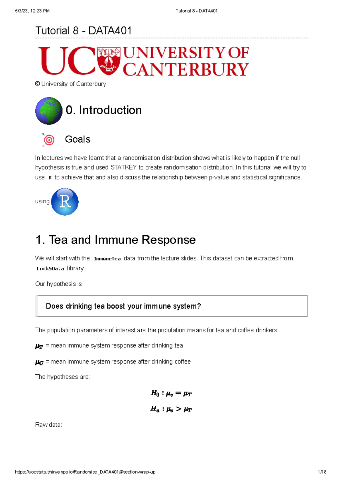 Tutorial 8 - DATA401 - Tutorial 8 - DATA © University of Canterbury 0 ...