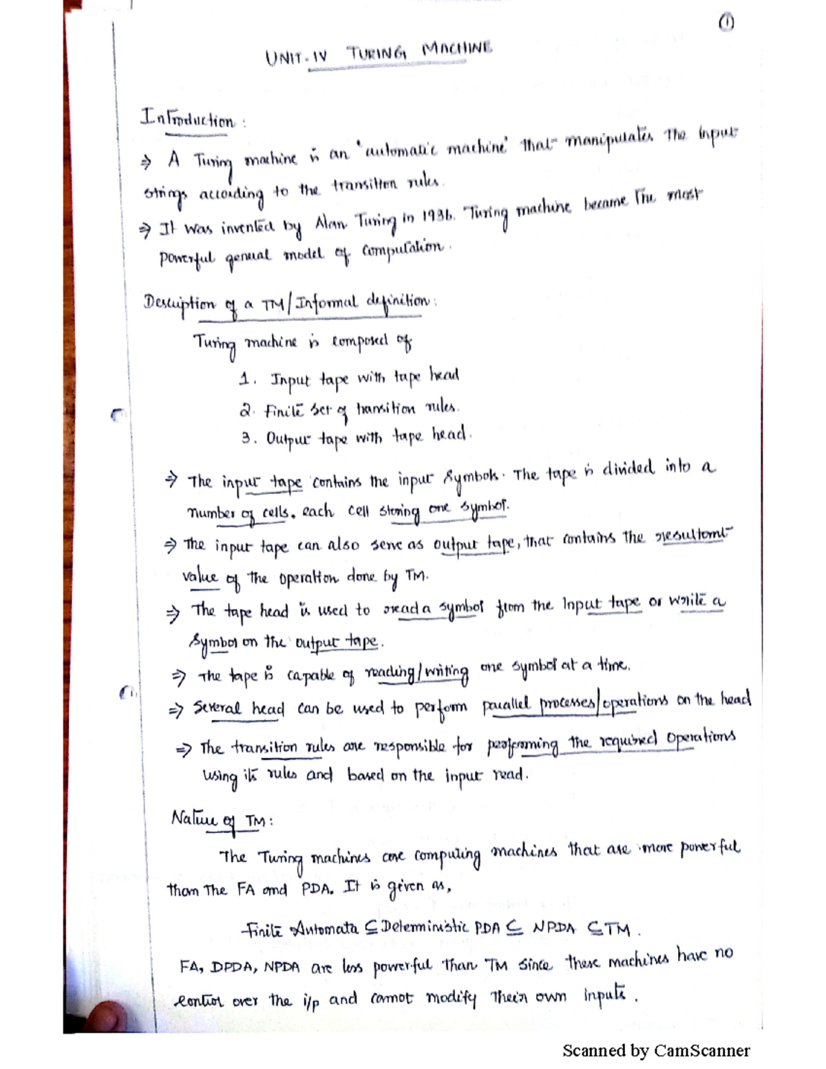 Unit 4 hand WRITTEN - Formal Language And Automata - Studocu