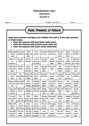 Identifying Past Present Future Verb Tenses 2 - Identifying Past ...