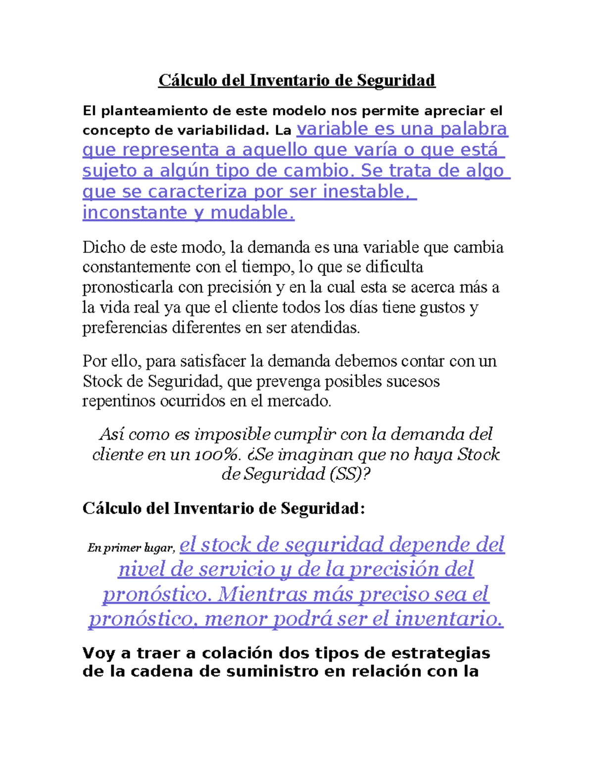 Gestión de stock con demanda variable - Cálculo del Inventario de ...