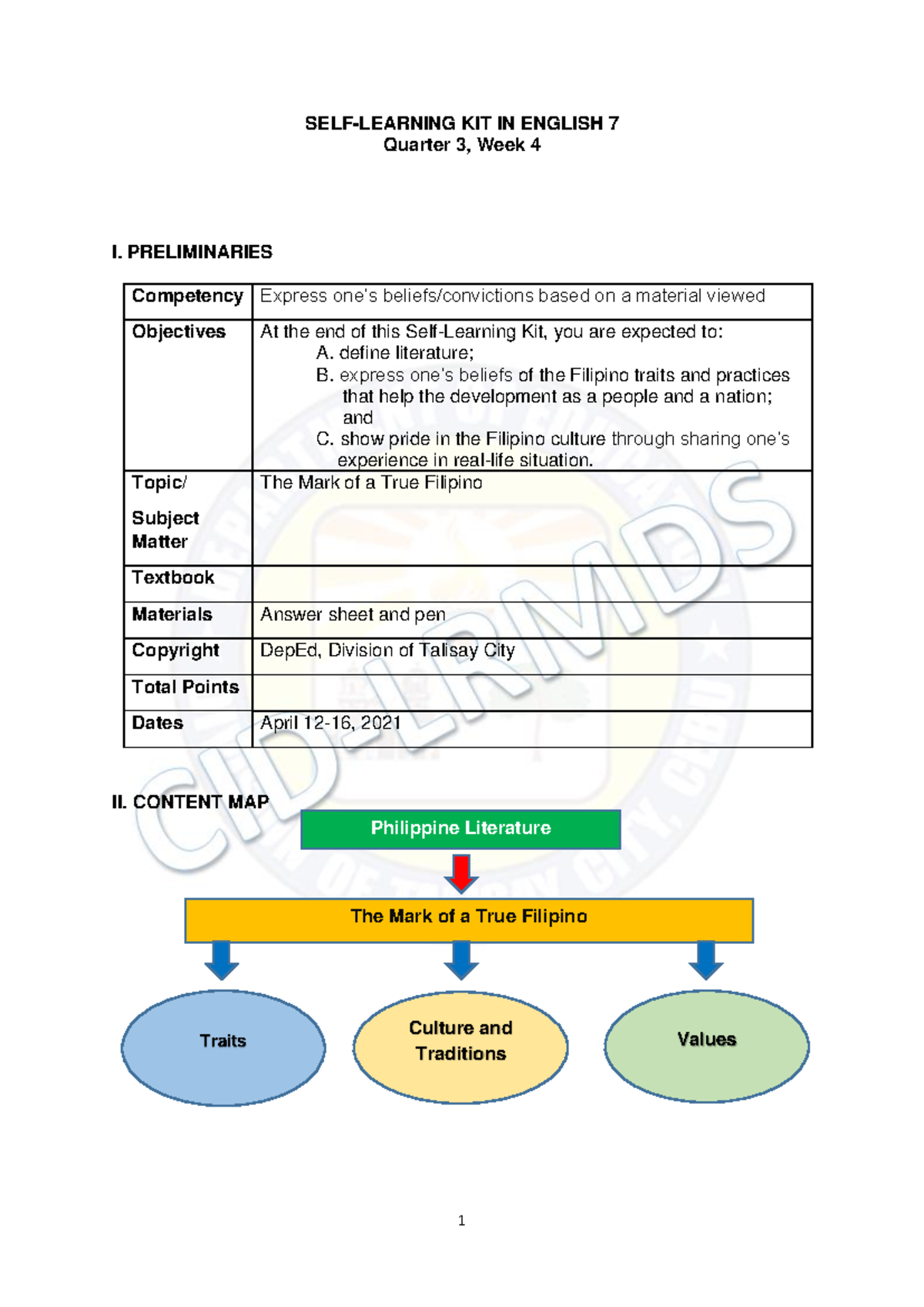English 7 Q3 Week4 Mark-of-a-True-Filipino - The Mark of a True ...