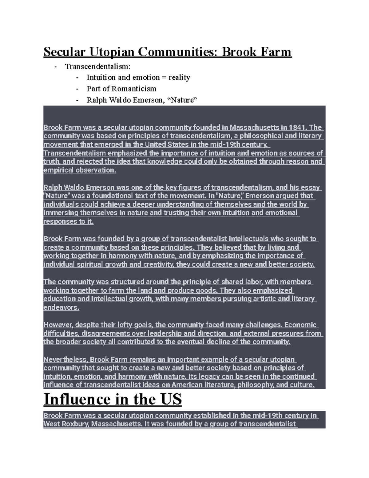 Secular Utopian Communities Brook Farm influence in the US Key ...