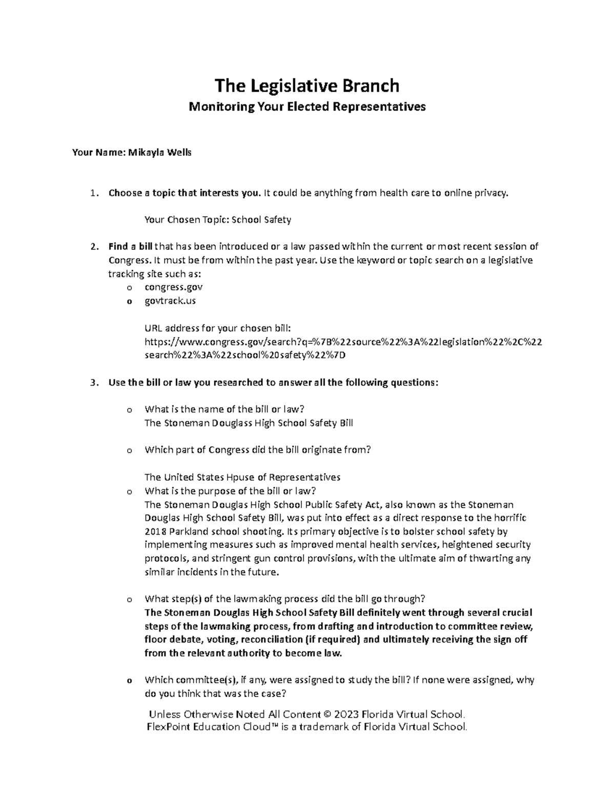 The legislative branch assignment template - The Legislative Branch ...