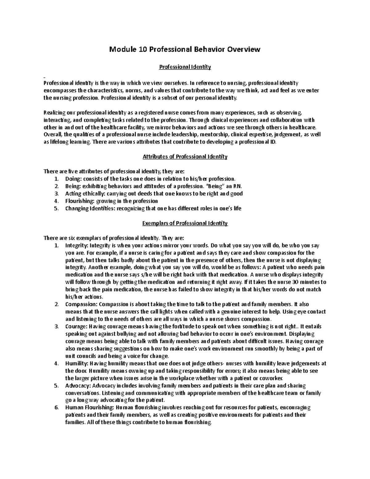 Module 10 Professional Behavior Overview - Module 10 Professional ...