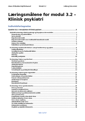 Modulplan klinisk psykologi - Modulplan klinisk psykologi Klinisk psykologi og biopsykosociale ...