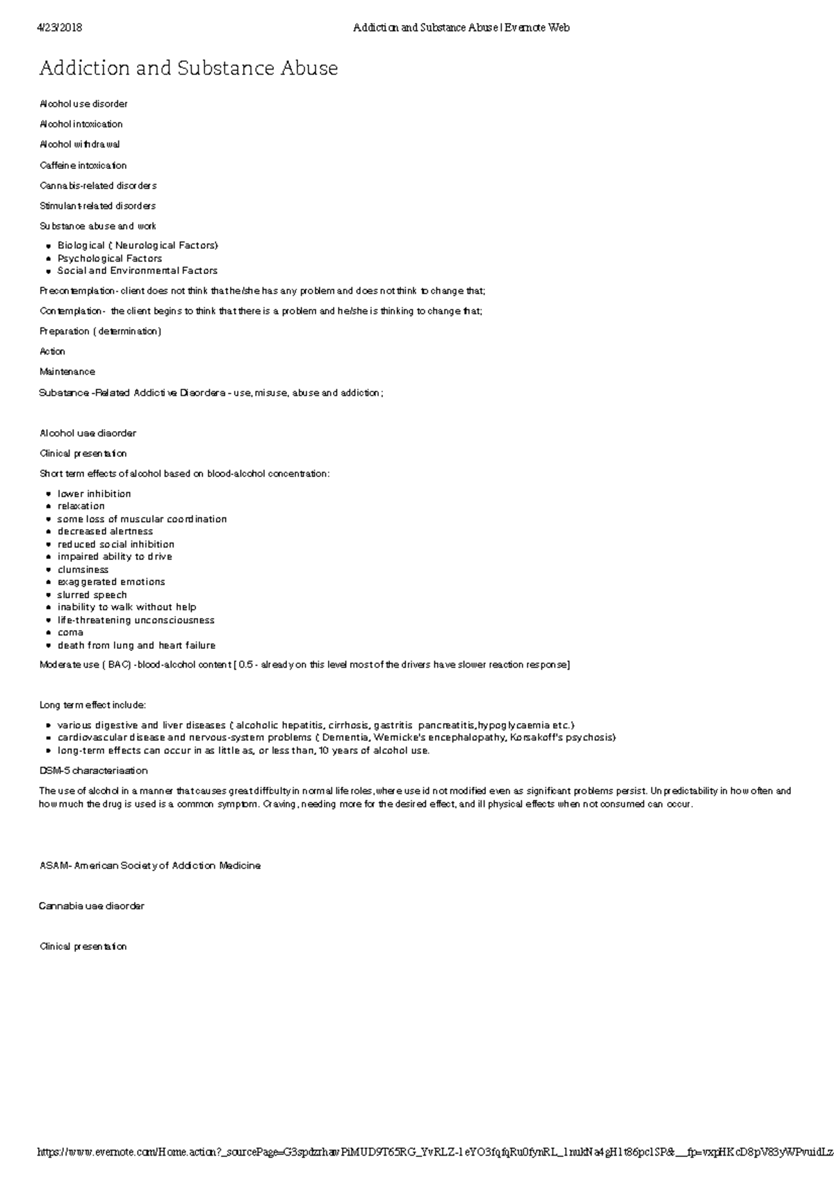 Addiction and Substance Abuse lecture notes - 4/23/2018 Addiction and ...