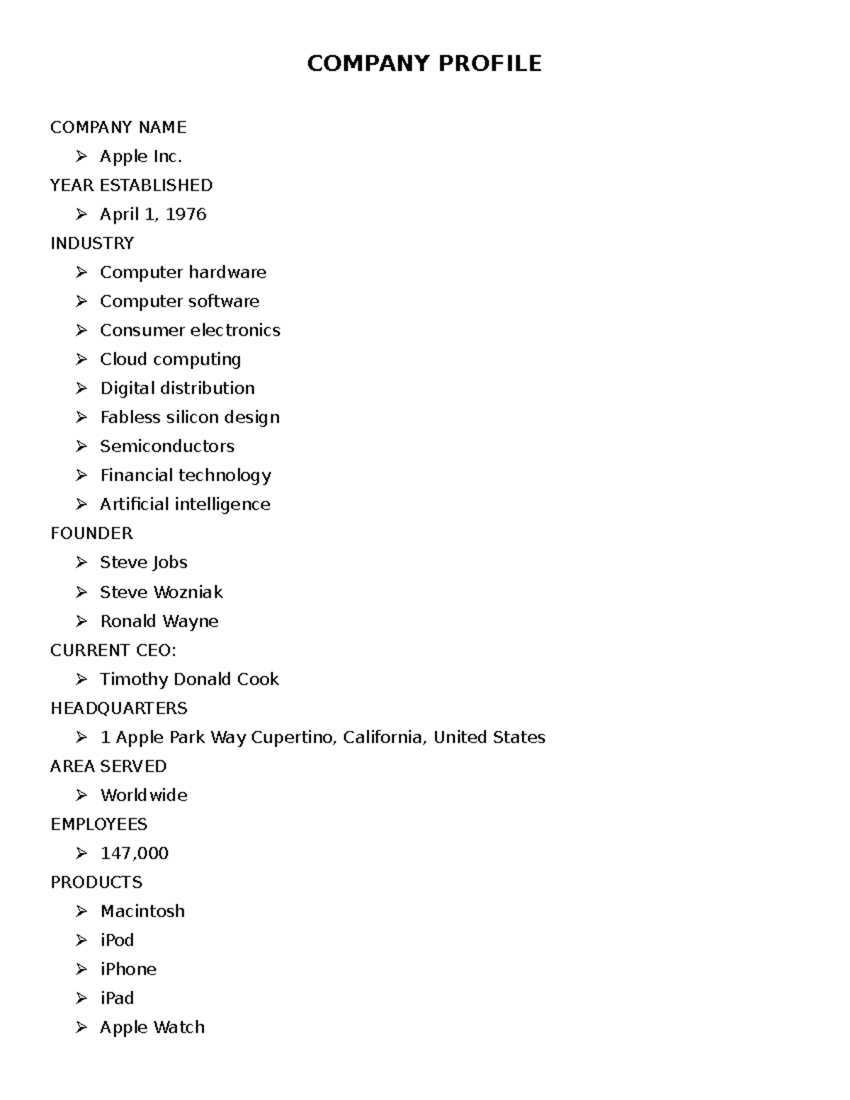 A Case Study on Apple SWOT Analysis - COMPANY PROFILE COMPANY NAME ...